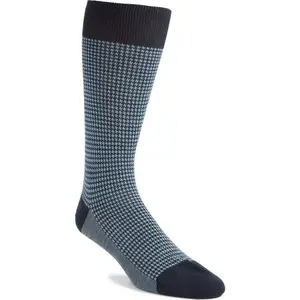 Pantherella Highbury Houndstooth Dress Socks - Light Blue/navy