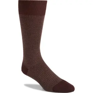 Pantherella Highbury Houndstooth Dress Socks - Maroon