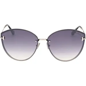 TOM FORD TOM FORD Evangeline 63mm Oversize Cat Eye Sunglasses Palladium Black/silver Smoke