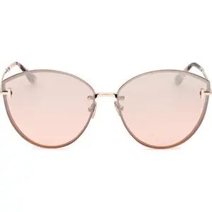 TOM FORD TOM FORD Evangeline 63mm Oversize Cat Eye Sunglasses Rose Gold Rose Havana/peach