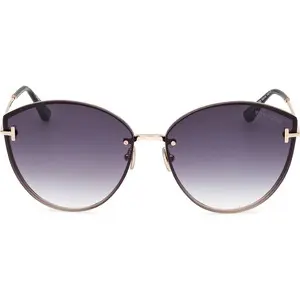 TOM FORD Evangeline 63mm Oversize Cat Eye Sunglasses - Rose Gold /t Logo /smoke