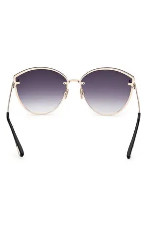 TOM FORD Evangeline 63mm Oversize Cat Eye Sunglasses - Rose Gold /t Logo /smoke