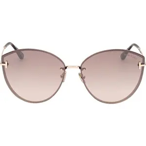 TOM FORD TOM FORD Evangeline 63mm Oversize Cat Eye Sunglasses Shiny Rose Gold/brown Gold