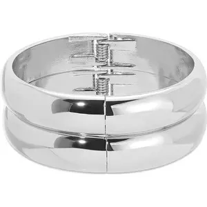 Ettika Stackable Hinged Bangle Bracelets Set - Silver