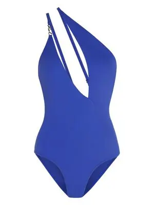 Karl Lagerfeld Signature Asymmetric One-piece Swimsuit - Blue