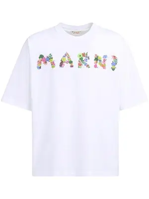 Marni Floral Logo-print Cotton T-shirt