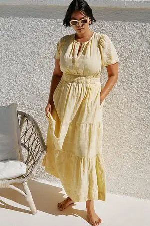 lawrence gold dress Anthropologie Yellow & White 