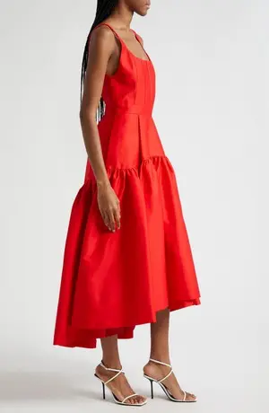 Alice + Olivia Diana High-low Midi Dress - Bright Ruby