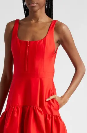 Alice + Olivia Diana High-low Midi Dress - Bright Ruby