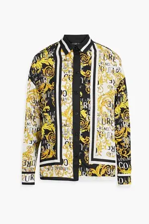 Versace Versace Printed Satin-Twill Shirt - Yellow