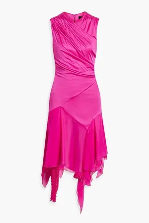Versace Chiffon-paneled Draped Jersey Midi Dress
