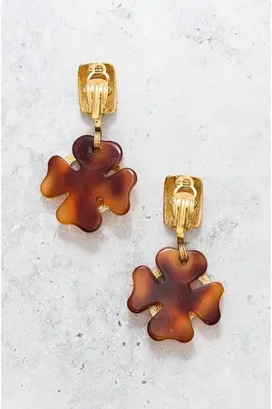 Chanel Tortoiseshell Clover Clip-on Earrings