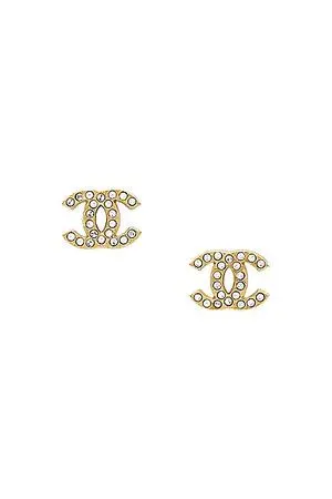 Chanel Rhinestone Earrings In Metallic