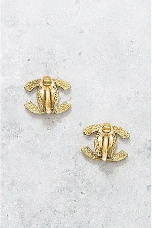 Chanel Rhinestone Earrings In Metallic
