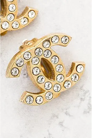 Chanel Rhinestone Earrings In Metallic