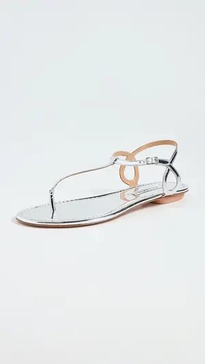 AQUAZZURA Almost Bare Flat Sandals - Silver