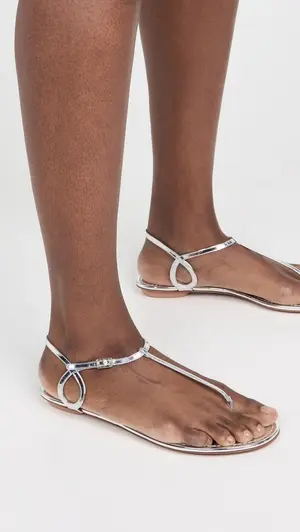 AQUAZZURA Almost Bare Flat Sandals - Silver