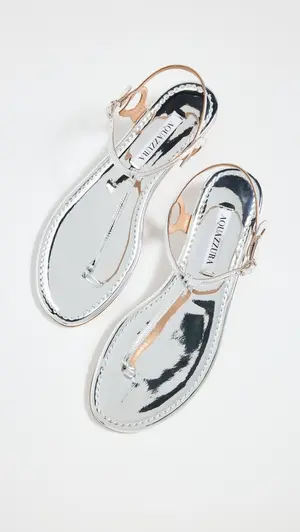 AQUAZZURA Almost Bare Flat Sandals - Silver