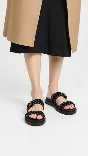 Madewell The Dee Double Strap Slide Sandals