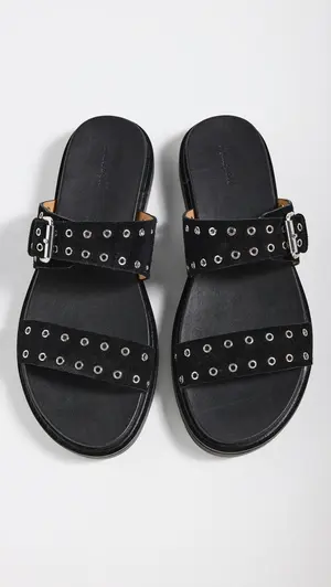 Madewell The Dee Double Strap Slide Sandals