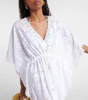 Melissa Odabash Ivy Broderie Anglaise Cotton Kaftan - White