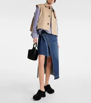 Sacai Asymmetric Denim Midi Skirt - Blue