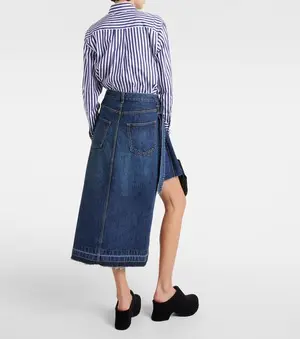 Sacai Asymmetric Denim Midi Skirt - Blue
