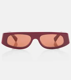 Gucci Logo Rectangular Sunglasses - Red