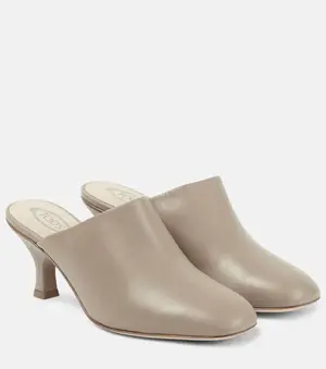 Women's leather square-toe mules