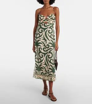 Johanna Ortiz Printed Linen Midi Dress