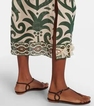 Johanna Ortiz Printed Linen Midi Dress