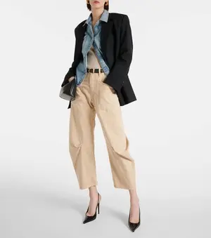 NILI LOTAN Shon Mid-rise Cotton Wide-leg Pants