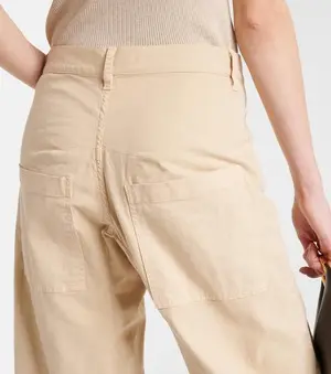 NILI LOTAN Shon Mid-rise Cotton Wide-leg Pants