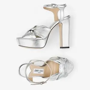 JIMMY CHOO Heloise 120 Platform Sandals - Silver