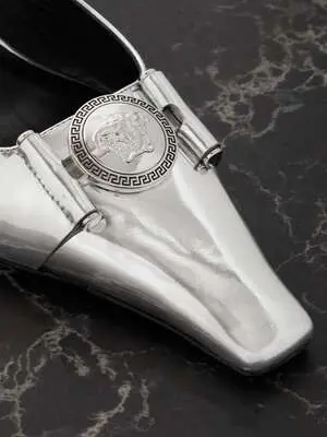 Versace Embellished Mirrored-leather Mules