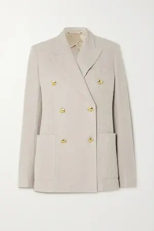 Max Mara Vanadio Double-breasted Grain De Poudre Cotton Blazer - Neutrals