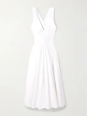 Alaïa Striped Cotton-poplin Midi Dress