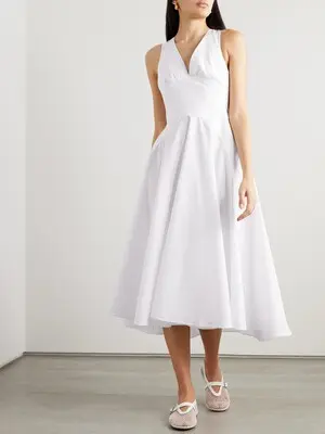 Alaïa Striped Cotton-poplin Midi Dress