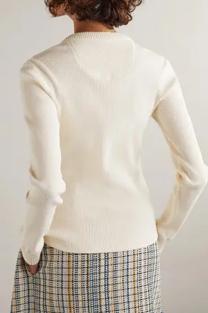 Bottega Veneta Ribbed Stretch-cotton Henley Top - Neutrals
