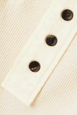 Bottega Veneta Ribbed Stretch-cotton Henley Top - Neutrals