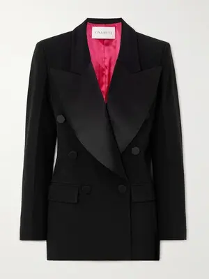Nina Ricci Double-breasted Satin-trimmed Cady Blazer