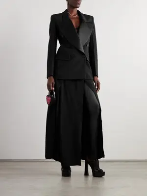 Nina Ricci Double-breasted Satin-trimmed Cady Blazer