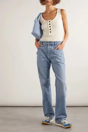 Bottega Veneta Button-embellished Ribbed Tank Top - Ivory