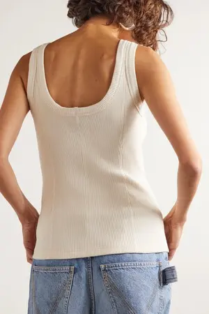 Bottega Veneta Button-embellished Ribbed Tank Top - Ivory