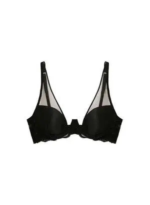 Fleur Du Mal Charlotte Sheer Overlay Demi Bra - Black