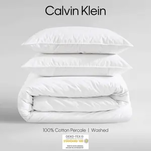 Calvin Klein Washed Percale Cotton 3 Piece Comforter Set - White