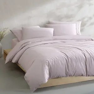 Calvin Klein Washed Percale Cotton 3 Piece Comforter Set - Petal Pink