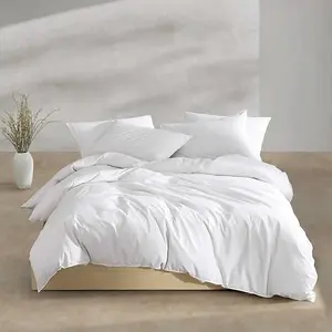 Calvin Klein Washed Percale Cotton 3 Piece Duvet Cover Set - White