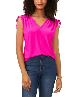 Vince Camuto V-neck Shirred Shoulder Top