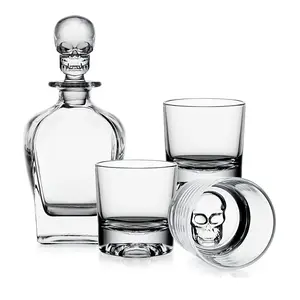 GODINGER Skull Decanter And Set Of 2 Double Old-fashioned Glasses - Clear